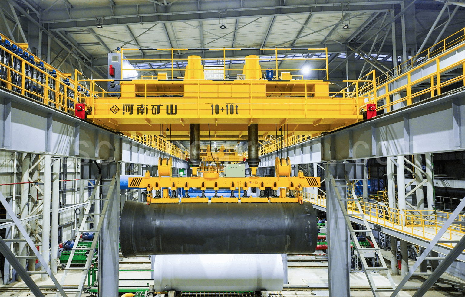 The 10+10T Automated Electromagnetic Overhead Crane With Lifting Beams ...